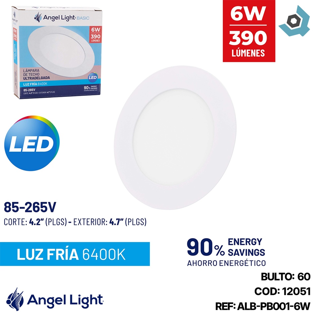 LAMPARA LED PARA EMPOTRAR REDONDA 6W 6400K ANGEL LIGHT BASIC | Litani ...